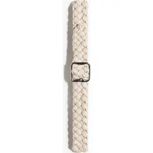 H&m Braided Belt With Square Buckle - Light Beige