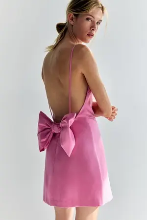 H&m Bow-detail Low-back Mini Dress