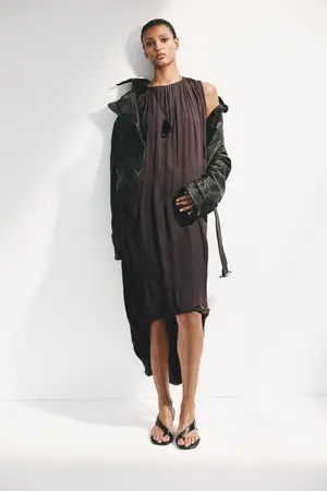H&m Sleeveless Draped Bubble-hem Maxi Dress