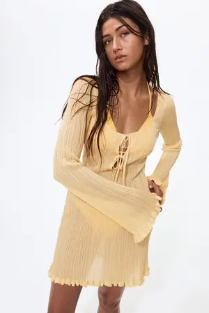 H&m Rib-knit Beach Dress - Yellow
