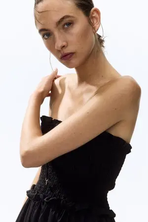 H&m Smocked-bodice Bandeau Midi Dress