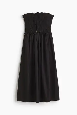 H&M Smocked-bodice Bandeau Midi Dress