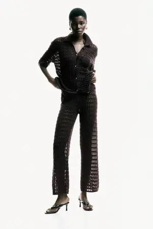 H&m Crochet-look Cotton Cardigan