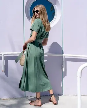 Omika Short Sleeve Cotton Shirt Dress With Belt