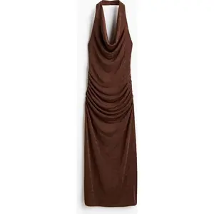 H&m Cowl-neck Halterneck Dress - Brown