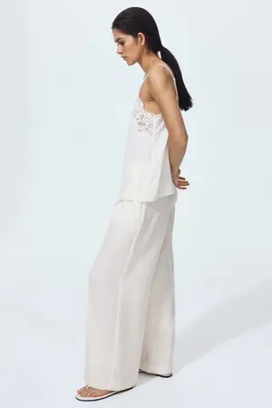 H&m Lace-trimmed Strappy Top - White