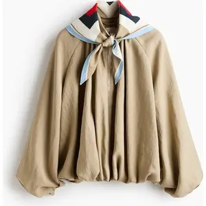 H&m Bubble-hem Jacket With Scarf