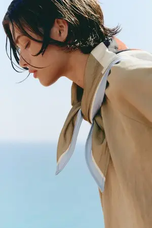 H&m Bubble Hem Jacket With Detachable Scarf