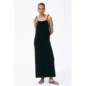 H&m Crinkled Tie-strap Maxi Dress - Black