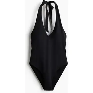 H&m Padded-cup Halterneck Swimsuit - Black