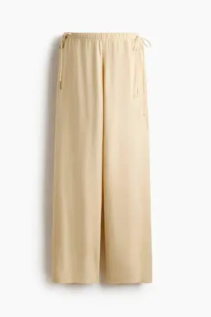 H&M Mama Linen-blend Drawstring Trousers - Light Yellow