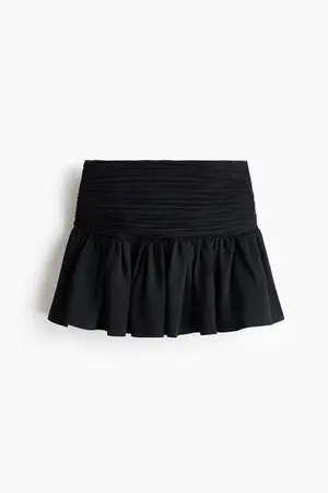 H&M Ruched Waist Mini Skirt With Frill Hem