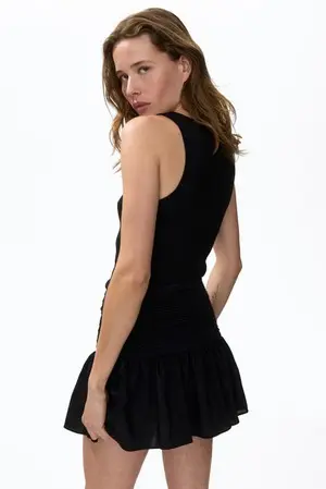 H&M Ruched Waist Mini Skirt With Frill Hem