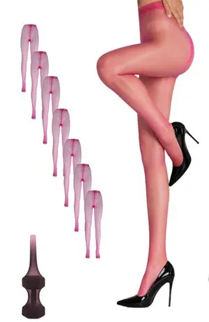LECHERY® 7-pack Glossy Sheer Festival Tights - Pink