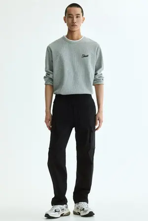 H&M Regular Fit Cargo Trousers In Nylon With Drawstring Hems - Black