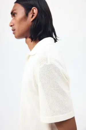 H&M Regular Fit Hole-knit Polo Shirt