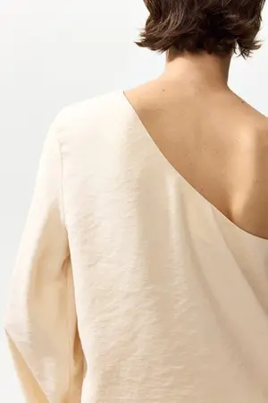 H&m Modal-blend One-shoulder Top With Asymmetric Neckline And Long Sleeve