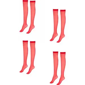 LECHERY® 8-pack Glossy Sheer Fashion Socks - Red