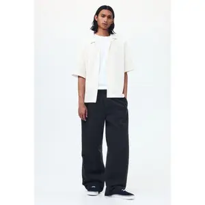 H&M Loose Fit Cotton Canvas Trousers - Black