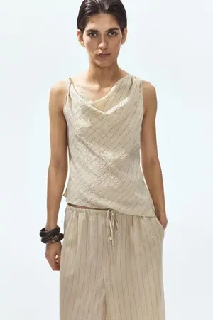 H&m Asymmetric Cowl-neck Sleeveless Top