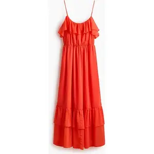 H&m Flounced Strappy Dress - Red