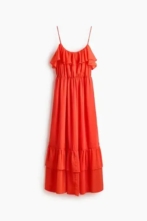 H&m Flounced Chiffon Maxi Dress