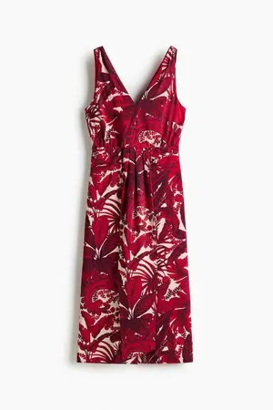 H&m V-neck Midi Dress - Red/patterned