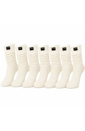 LECHERY® 7-pack Slouchy Retro Boot Socks - Ivory
