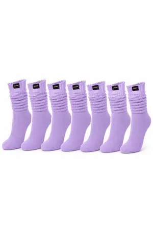 LECHERY® 7-pack Slouchy Retro Boot Socks - Lilac