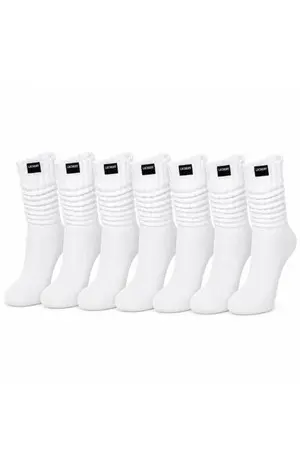 LECHERY® LECHERY® 7-Pack Slouchy Retro Boot Socks White