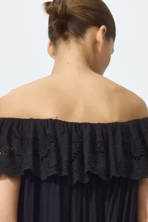 H&m Broderie Anglaise Off-the-shoulder Midi Dress