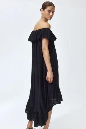 H&m Broderie Anglaise Off-the-shoulder Midi Dress