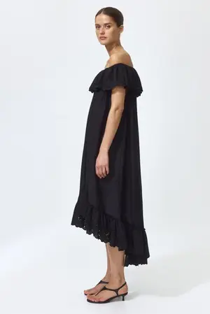 H&m Broderie Anglaise Off-the-shoulder Midi Dress