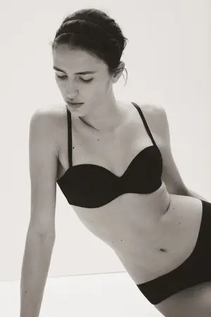 H&m Padded Microfibre Balconette Bra - Black