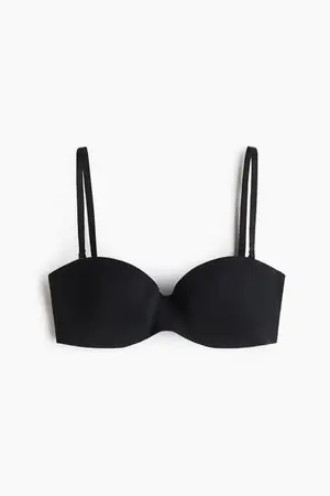 H&m Padded Microfibre Balconette Bra - Black