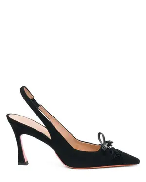 Santoni Suede High-heel Slingback - Black