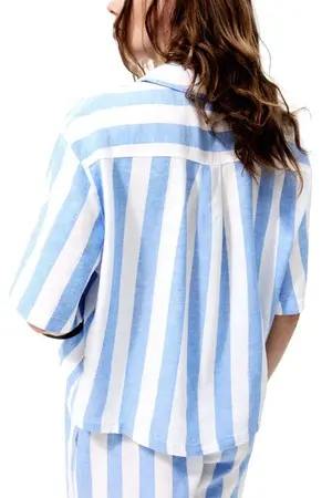 H&m Oversized Linen-blend Shirt With Classic Collar And Short Sleeves