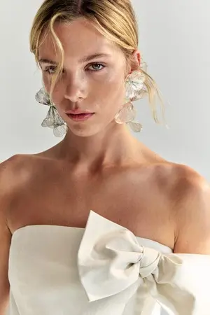 H&m Bow Detail Bandeau Dress - Ivory
