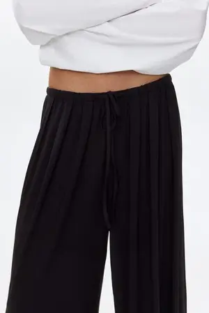 H&M Jersey Drawstring Wide-leg Pants - Dark Brown