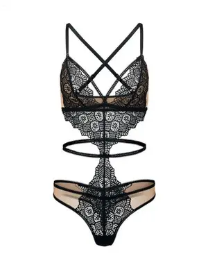ADORE ME Gaelle Lace Playsuit Lingerie - Black