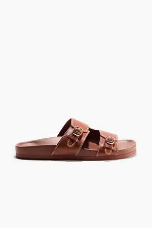 H&m Coated Fabric Slide Sandals With Adjustable Buckles