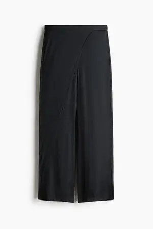 H&m Wrap-detail Satin Trousers - Black