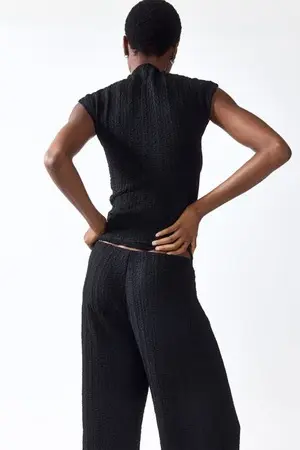 H&m Textured Jersey Straight Leg Trousers