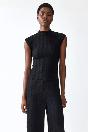 H&m Textured Jersey Straight Leg Trousers