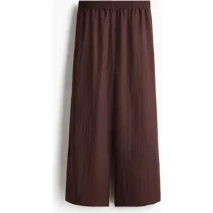 H&m Linen-blend Ankle-length Trousers - Dark Brown