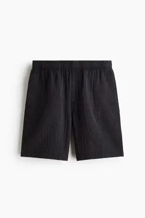 H&m Relaxed Fit Cotton Muslin Shorts With Drawstring