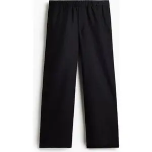 H&m Loose Fit Linen Trousers - Black