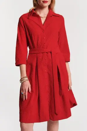 FRANCES VALENTINE Bellini Dress Waffle Weave - Red