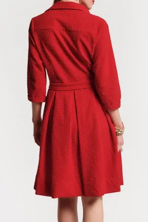 FRANCES VALENTINE Bellini Midi Waffle Weave Shirt Dress