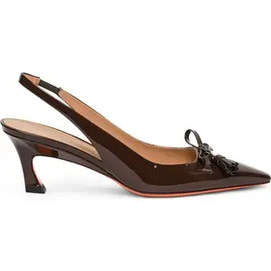 Santoni Patent Leather Mid-heel Slingback